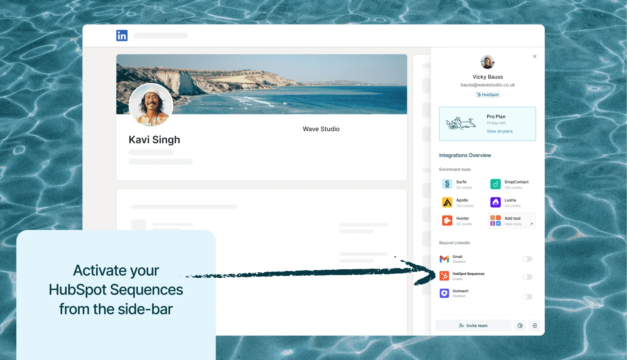 Add Leads to HubSpot Sequences from LinkedIn - SURFE