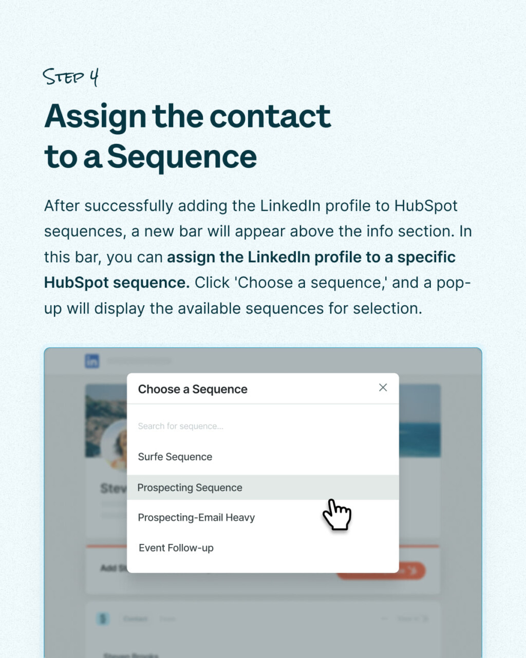 Add Leads to HubSpot Sequences from LinkedIn - SURFE