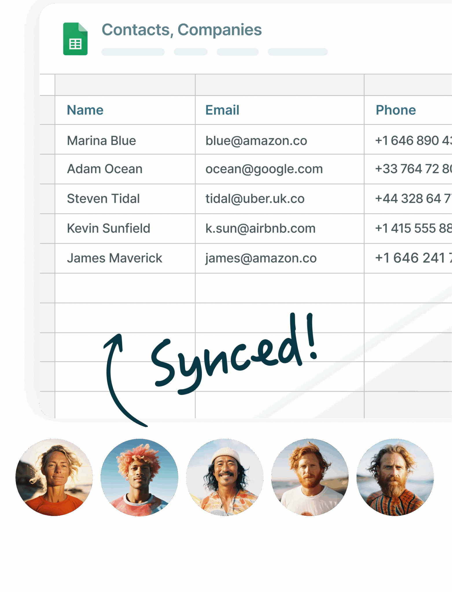 Add contacts to Google Sheets | SURFE